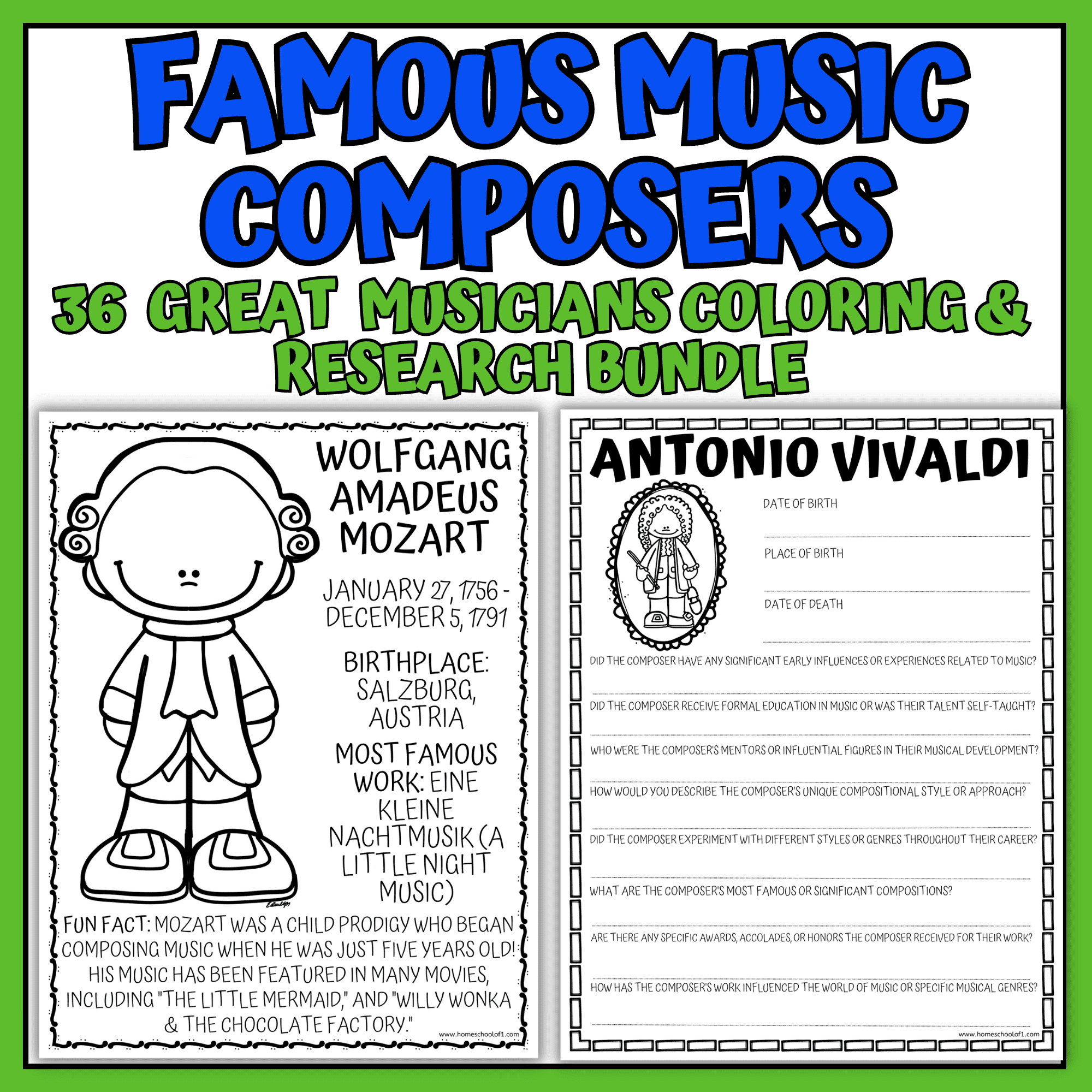 Free Famous Composer Worksheets