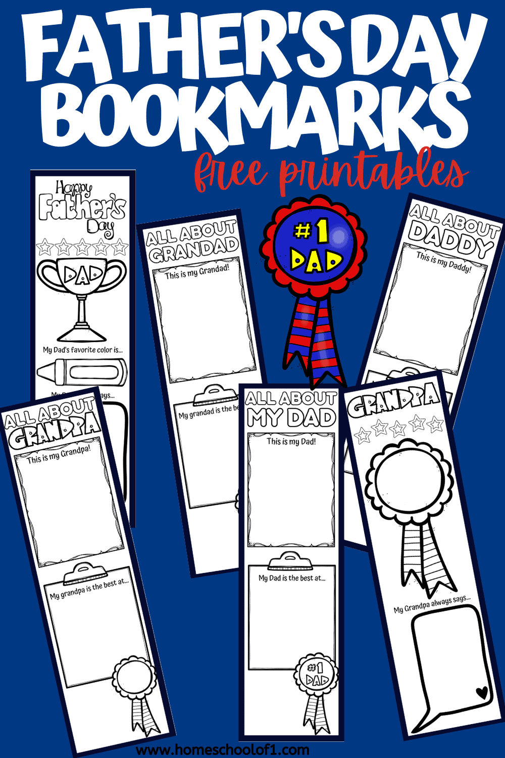 Free Printable Father’s Day Bookmarks to Color