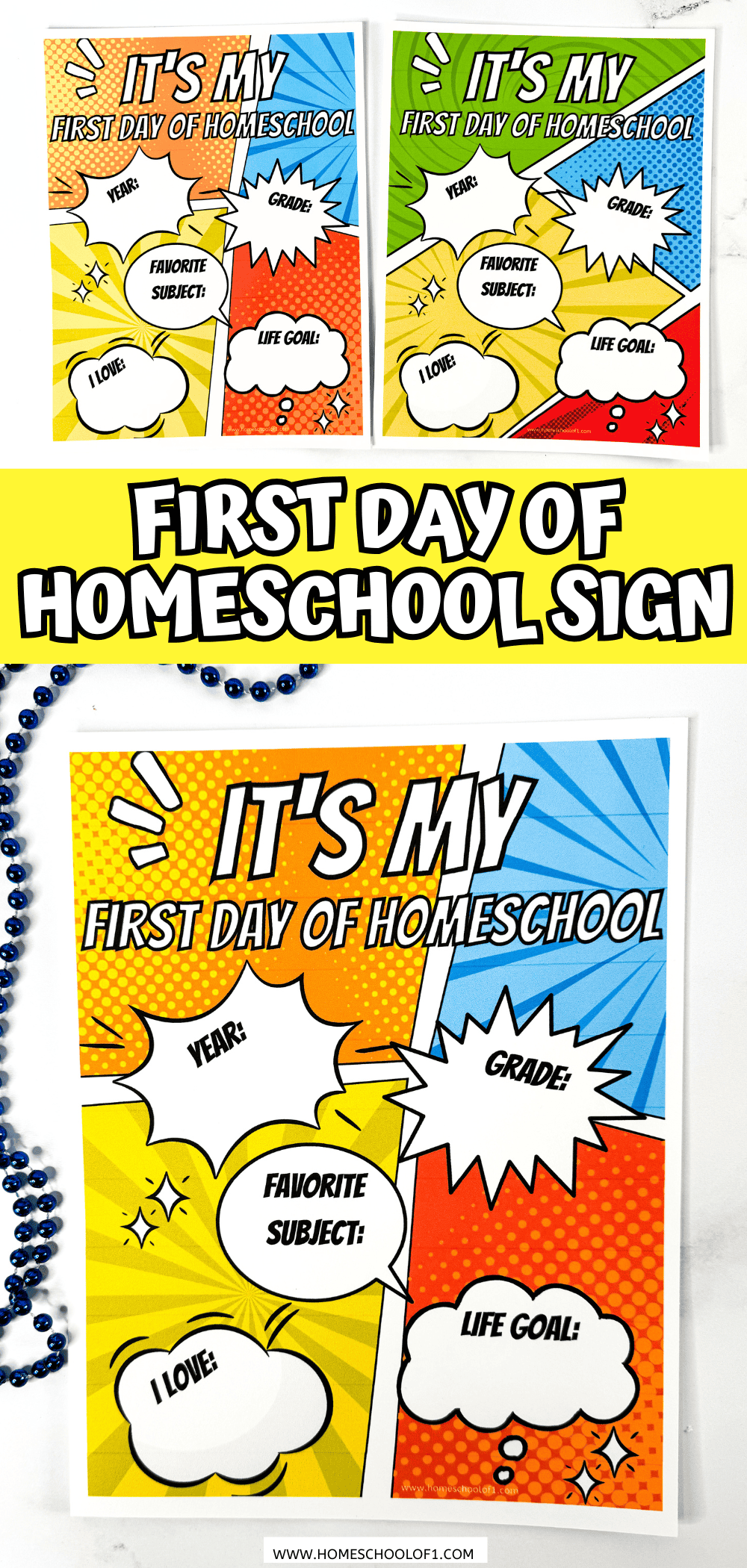 Free First Day of Homeschool Sign Printable