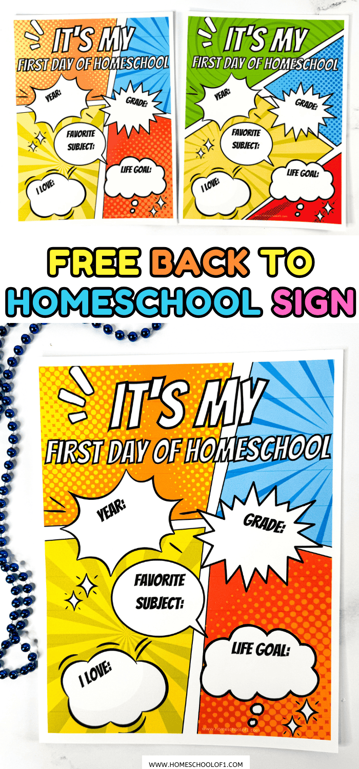 Free First Day of Homeschool Sign Printable