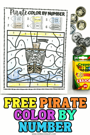 Free Pirate Color by Number Worksheets