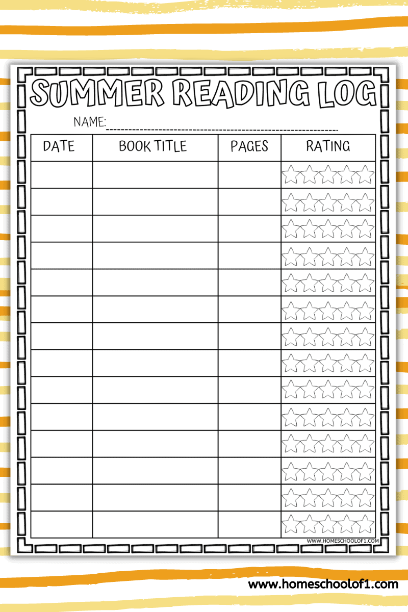 Free Summer Reading Log Printable For Kids