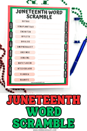 Free Juneteenth Word Scramble Printable