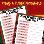 Free Juneteenth Word Scramble Printable