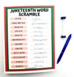 Free Juneteenth Word Scramble Printable