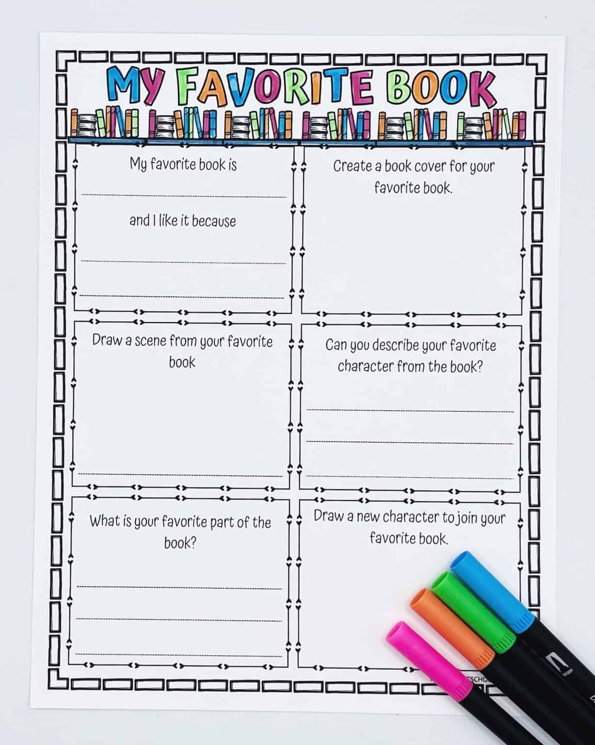 Free My Favorite Book Worksheet for Kids