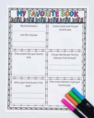 Free My Favorite Book Worksheet for Kids