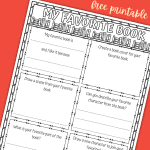 Free My Favorite Book Worksheet for Kids