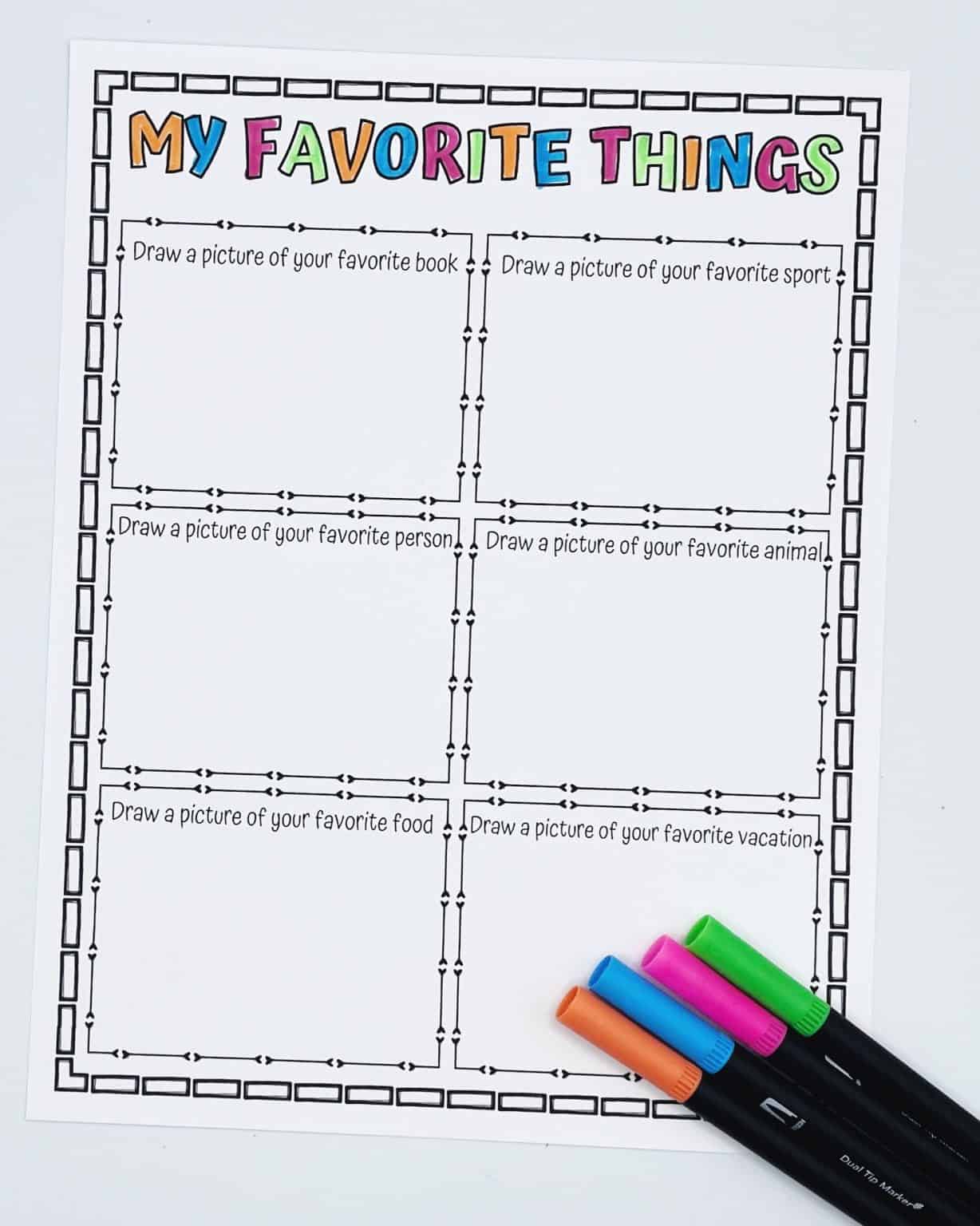 Free My Favorite Things Worksheet