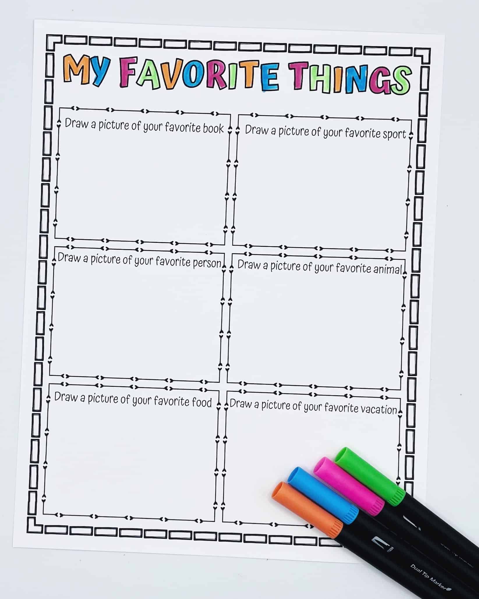 Free My Favorite Things Worksheet