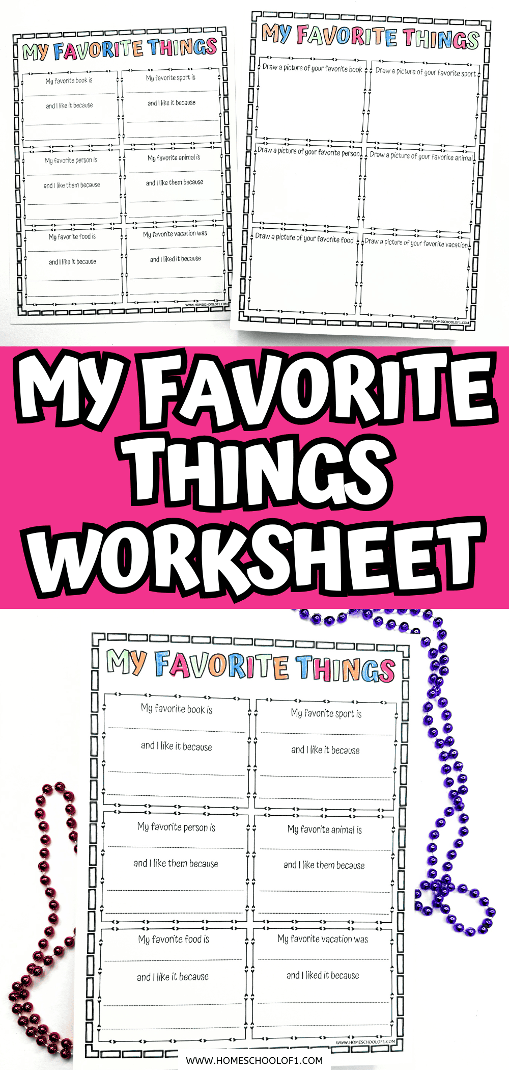 Free My Favorite Things Worksheet