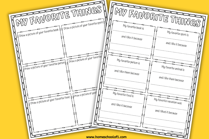 Free My Favorite Things Worksheet - Homeschool of 1