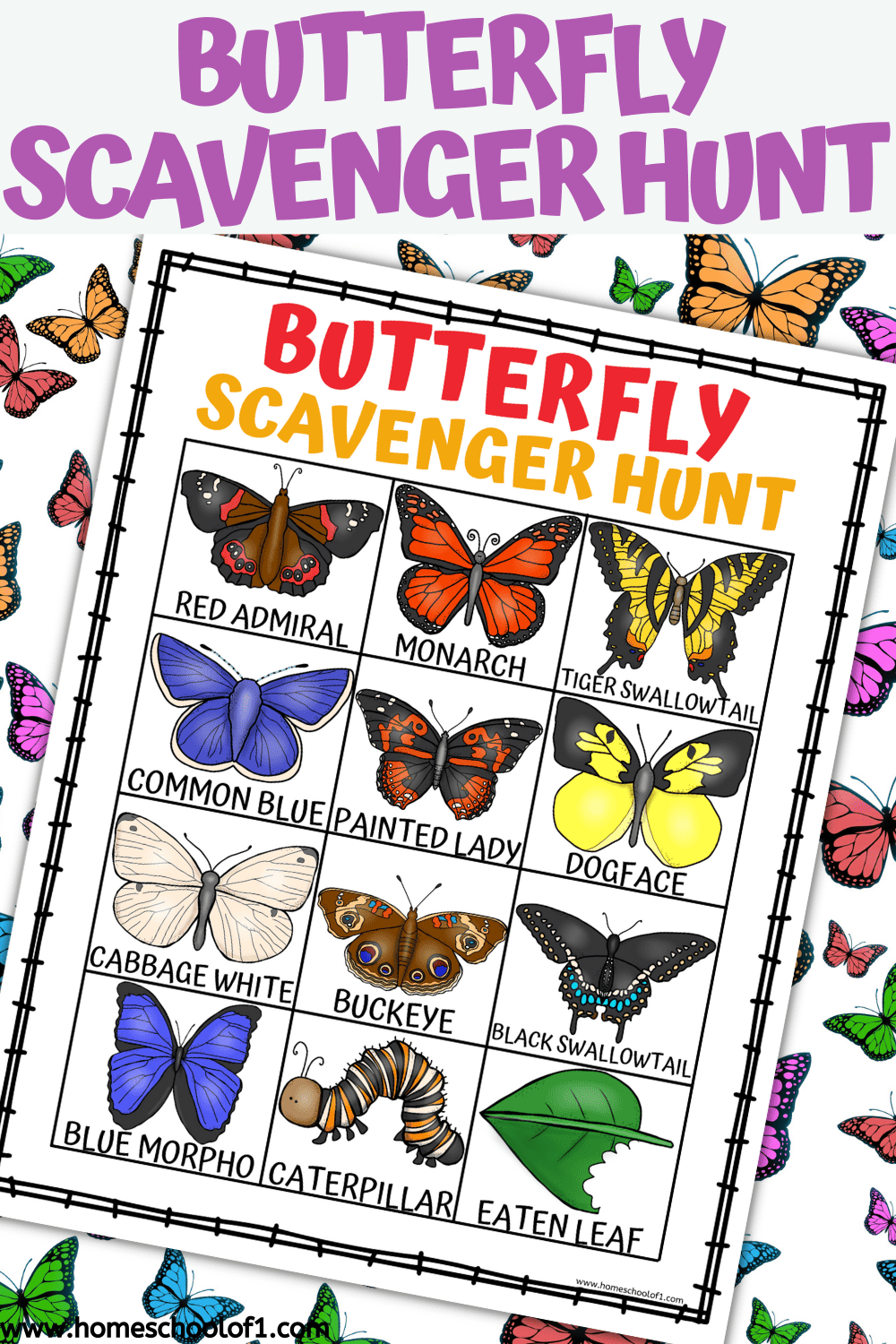 Free Butterfly Scavenger Hunt Printable for Kids