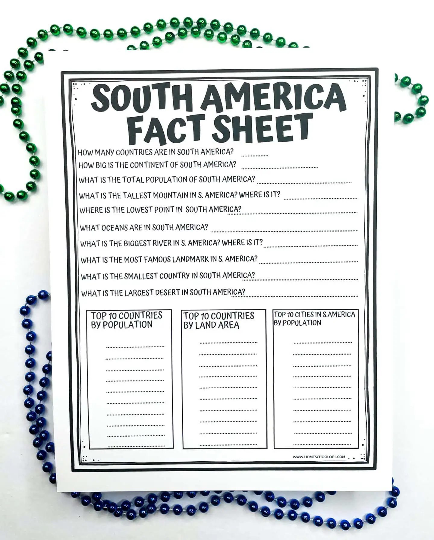 7 Countries of South America Worksheets (Free Printable)