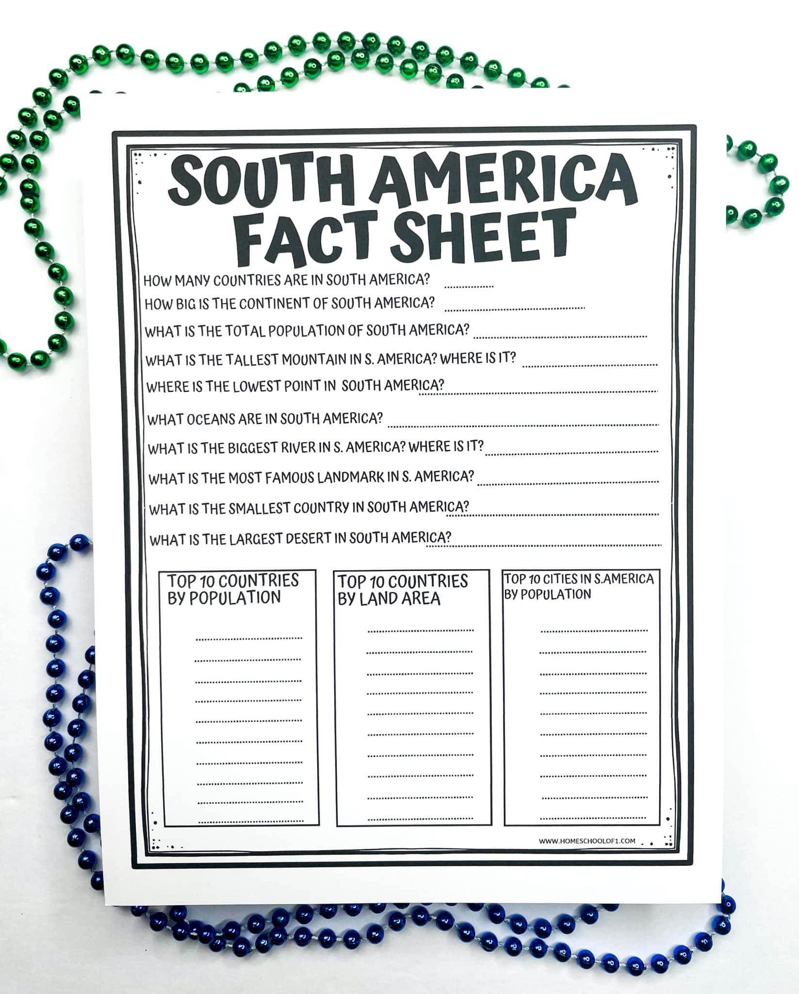 Free South America Worksheets for Kids (Maps, Flags, Facts & More)