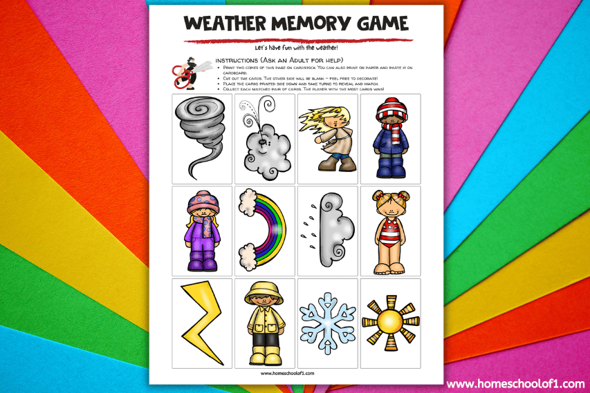 Free Weather Memory Game Printable