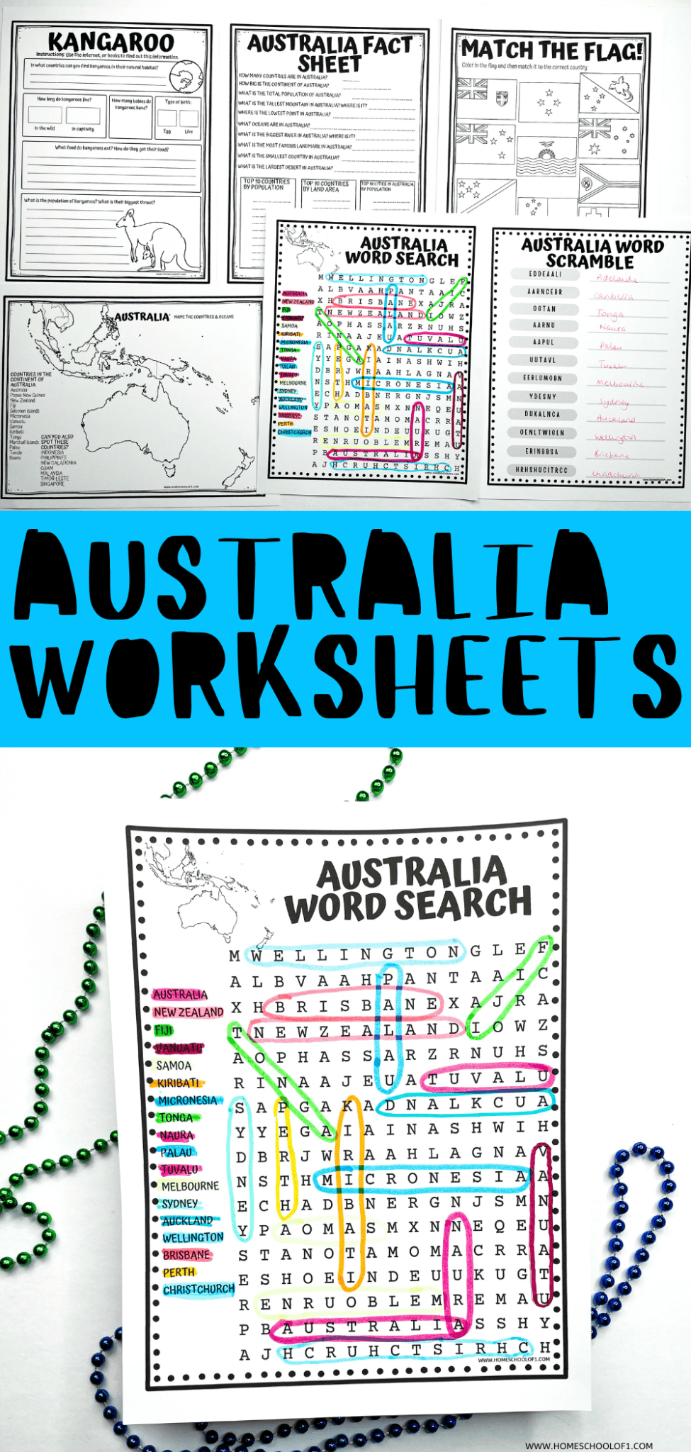 7 Continent of Australia and Oceania Worksheets