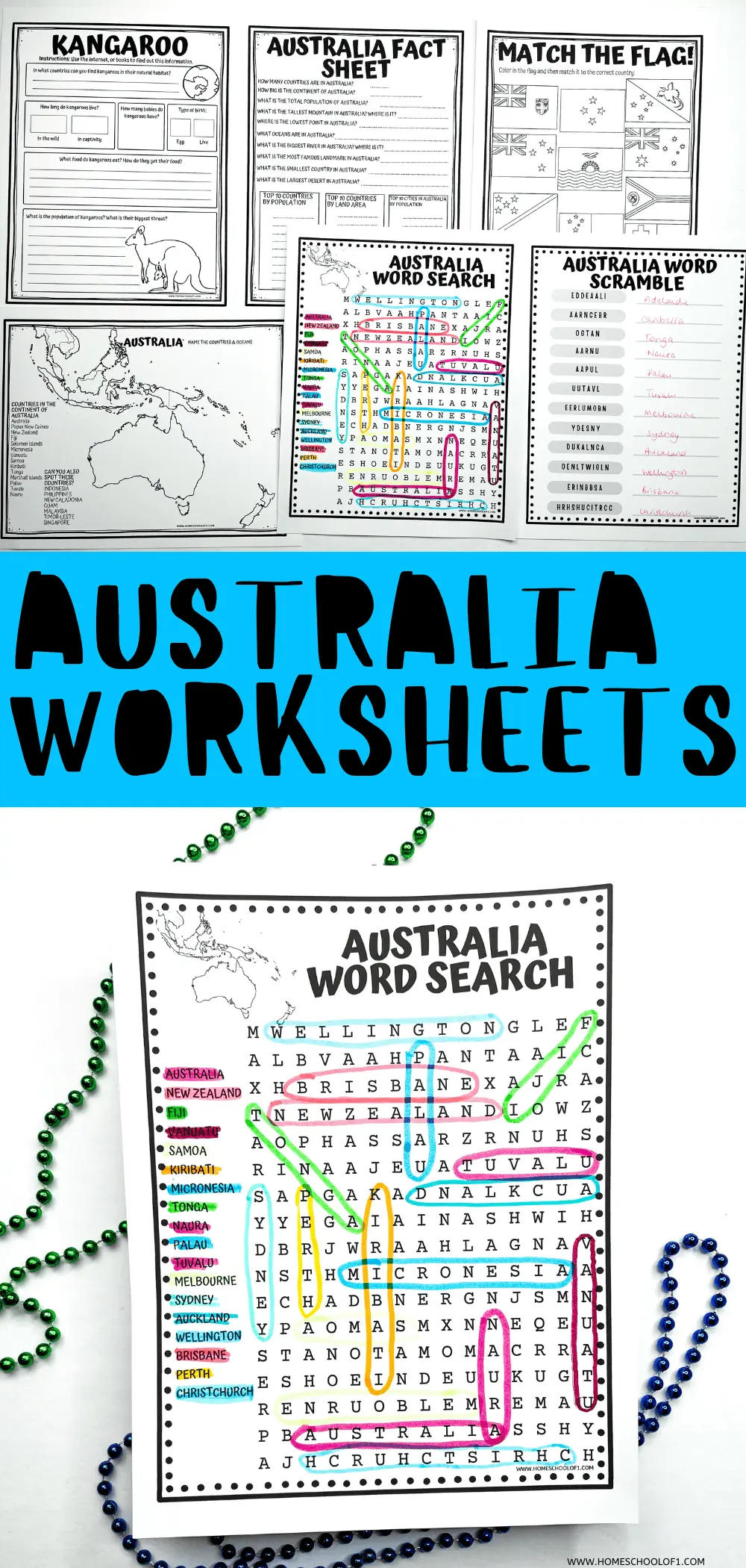 7 Continent of Australia and Oceania Worksheets
