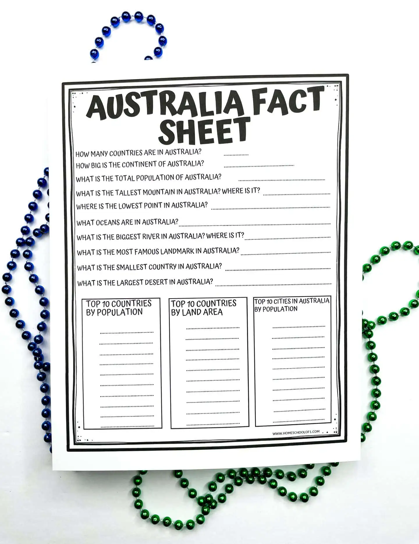 7 Continent of Australia and Oceania Worksheets