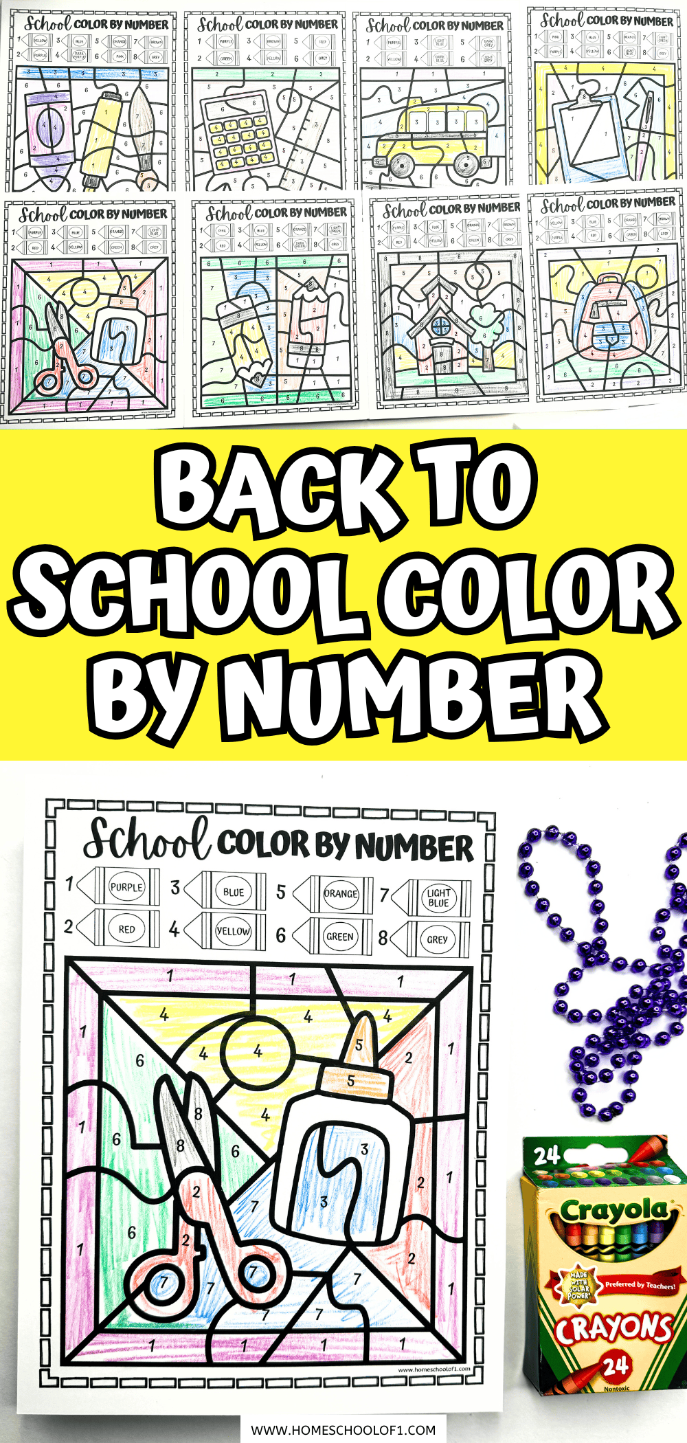 Free Back to School Color by Number Printables