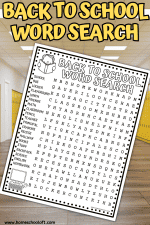 Free Back to School Word Search Printable