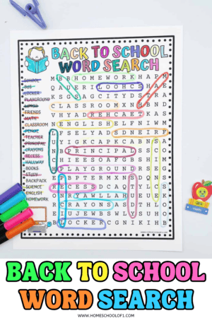 Free Back to School Word Search Printable