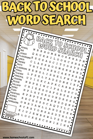 Free Back to School Word Search Printable