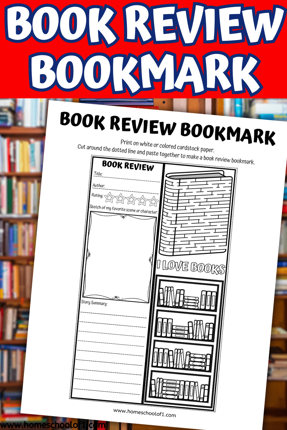 Free Book Review Bookmark Printable for Kids