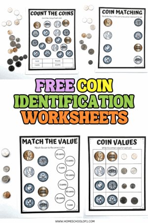 Free Identify Coins Worksheets for Kindergarten