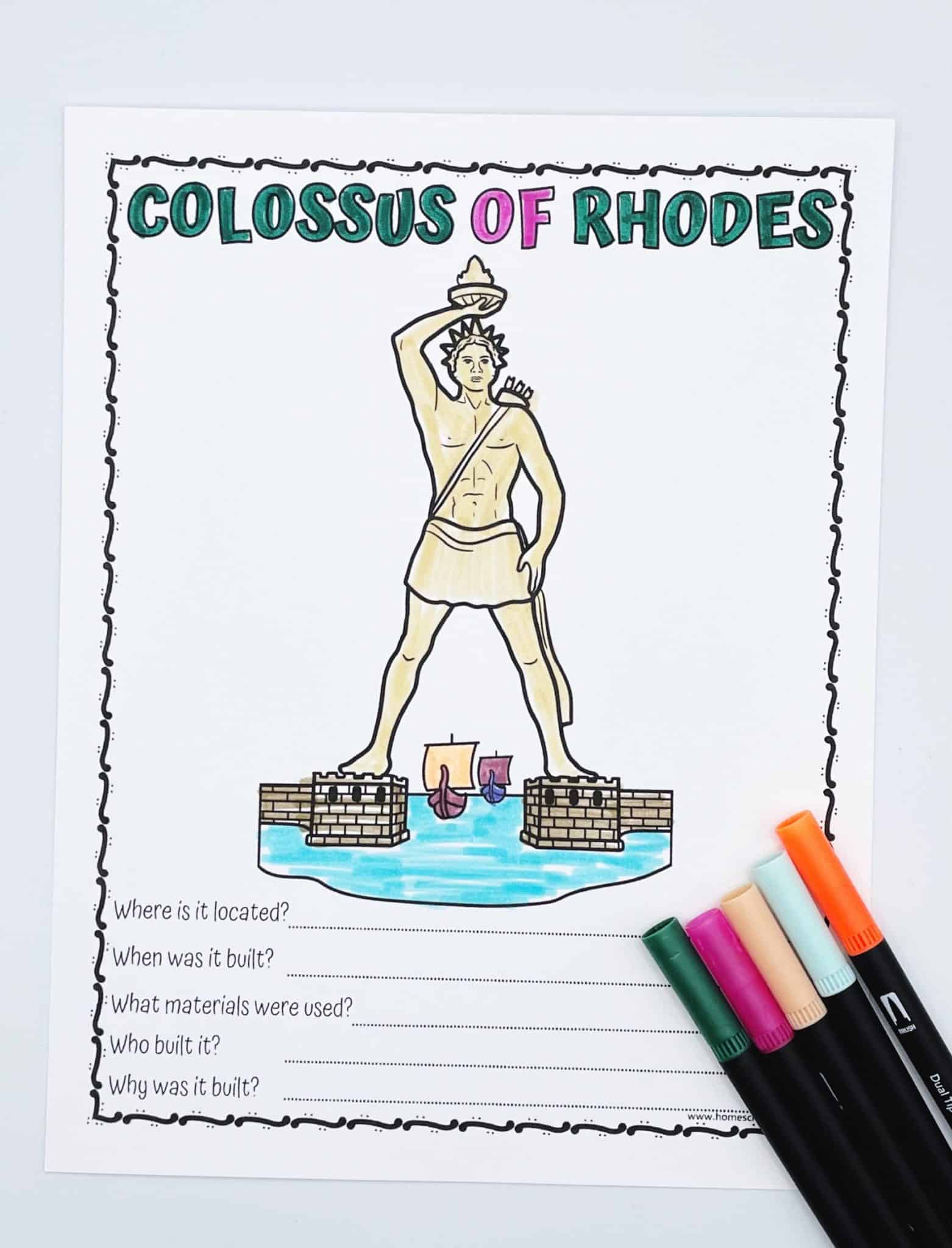 Colossus of Rhodes Worksheet & Fun Facts for Kids