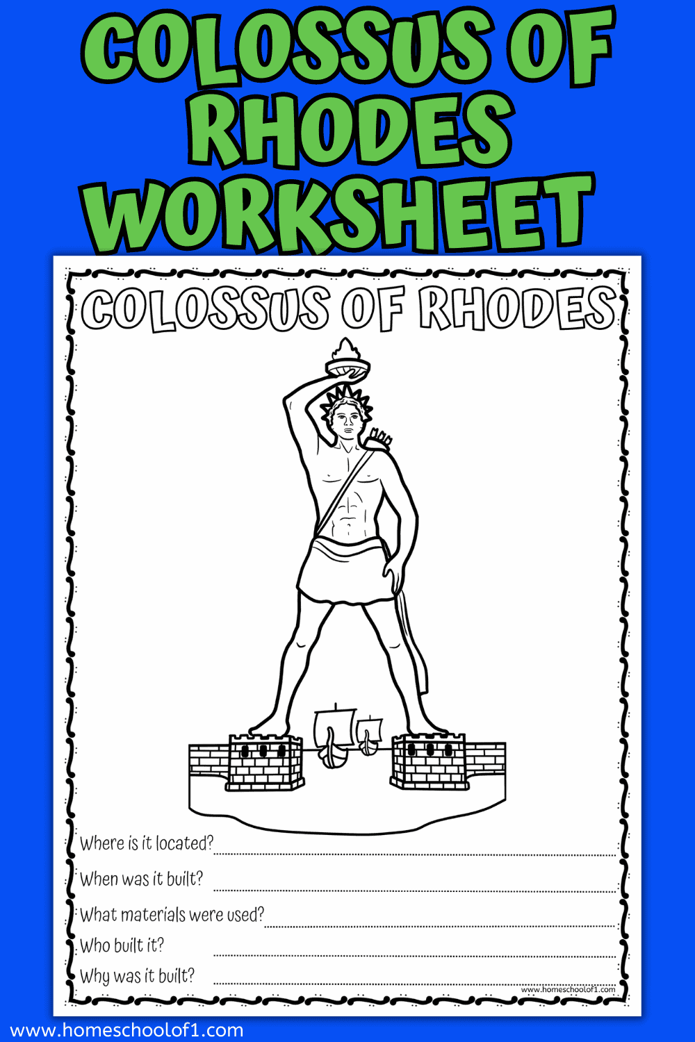 Colossus of Rhodes Worksheet & Fun Facts for Kids