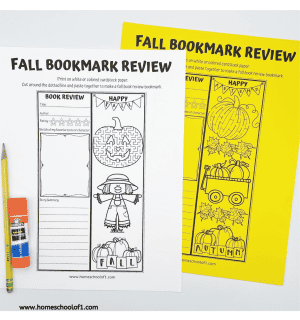 Free Printable Fall Bookmark to Color