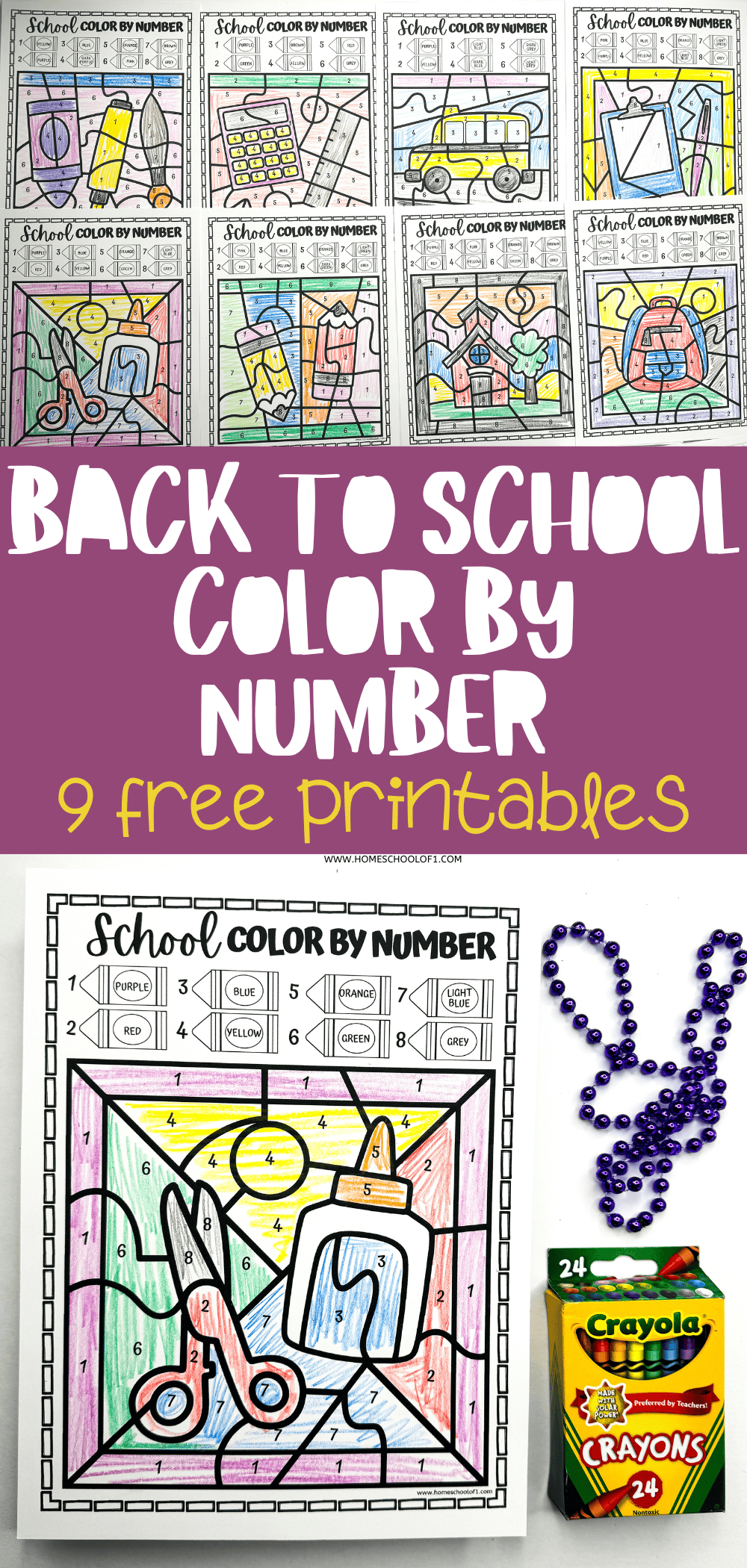 Free Back to School Color by Number Printables