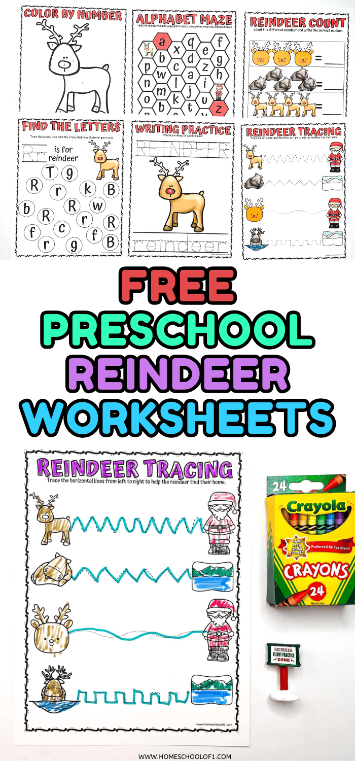 Free Reindeer Preschool Worksheets (Holiday Printables)
