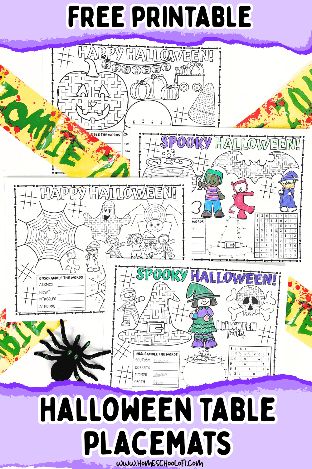 Free Halloween Activity Placemats for Table Fun