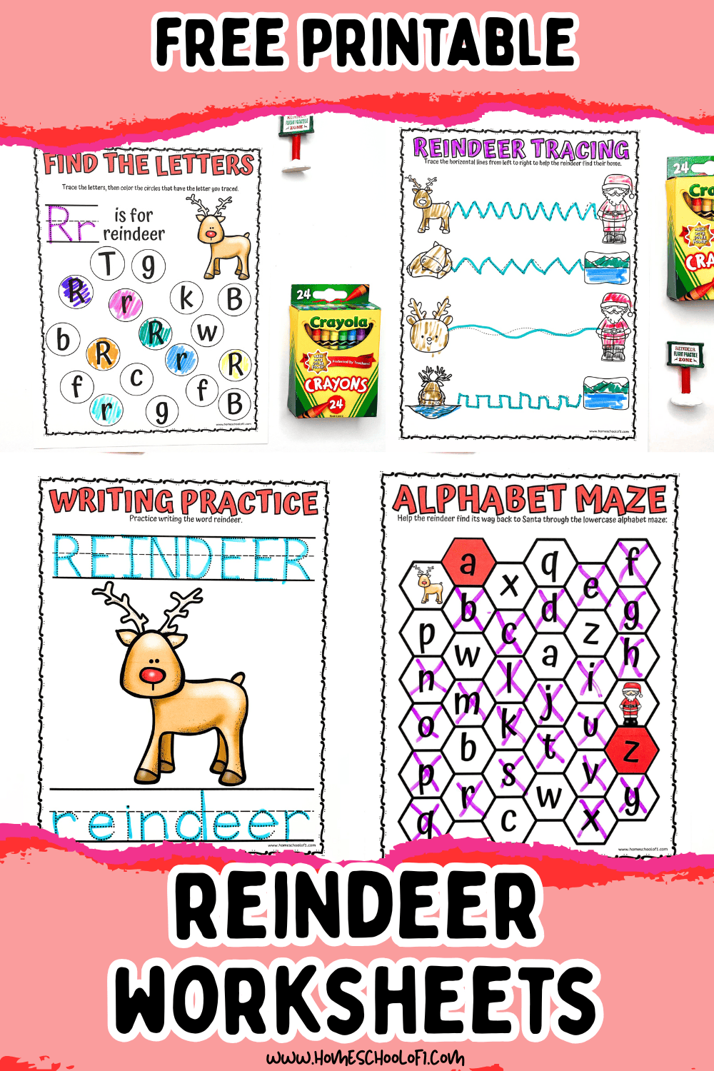 Free Reindeer Preschool Worksheets (Holiday Printables)