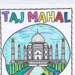 Free Taj Mahal Worksheet | Research and Coloring Page