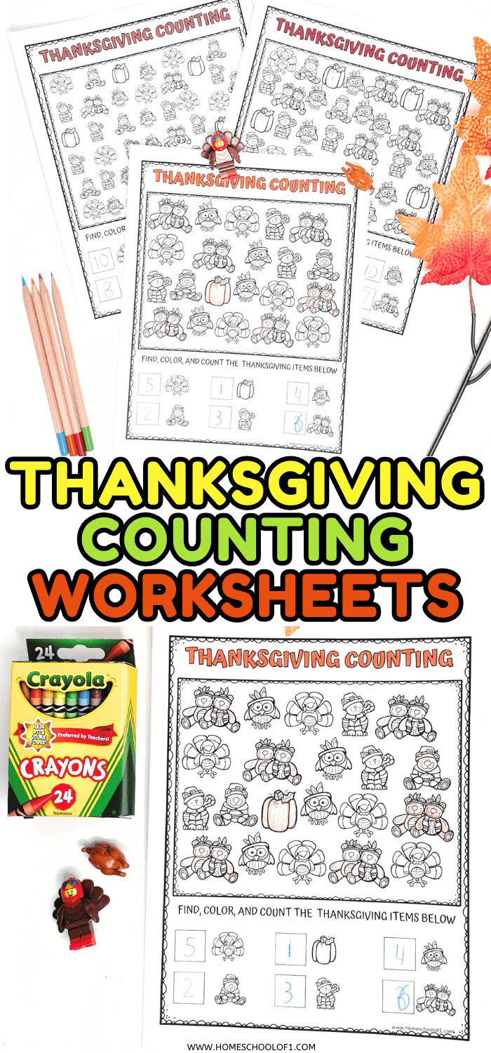 Thanksgiving Counting Worksheets (Free Printables)