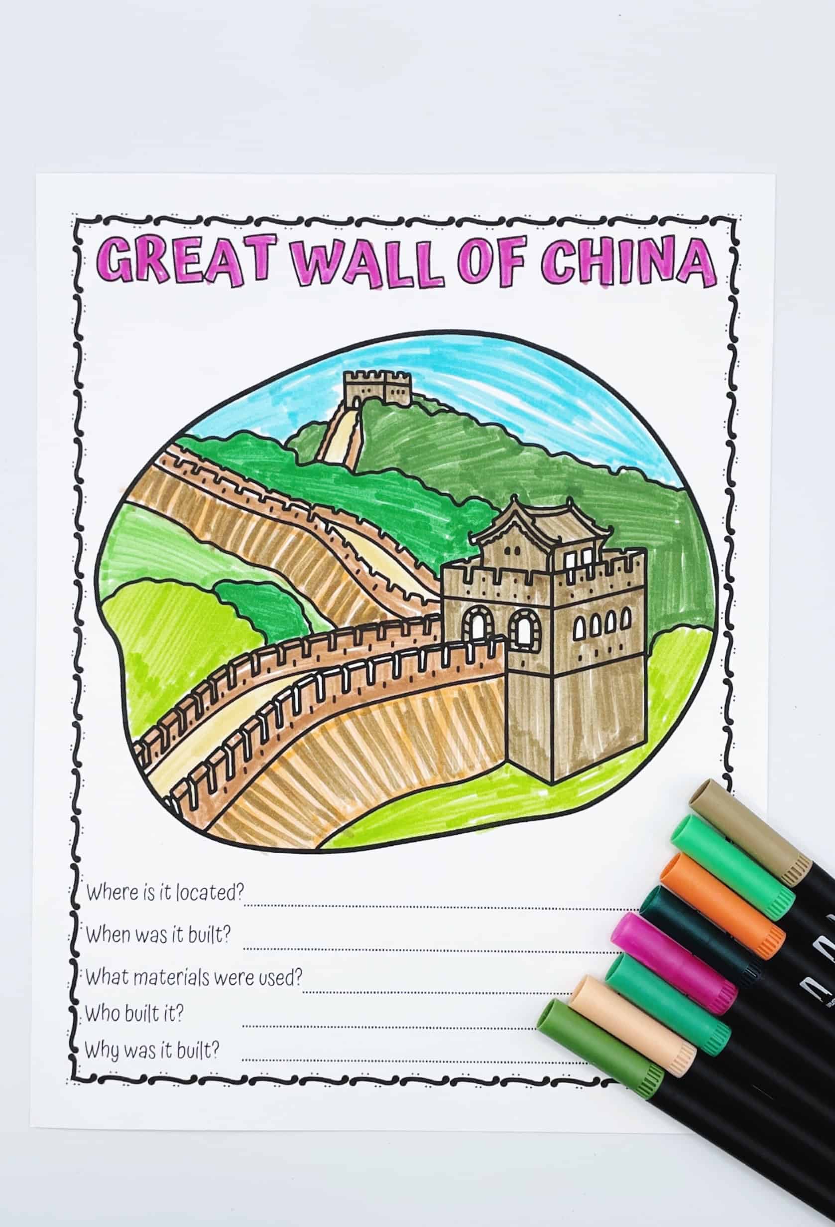 Great Wall of China Worksheet & Fun Facts for Kids