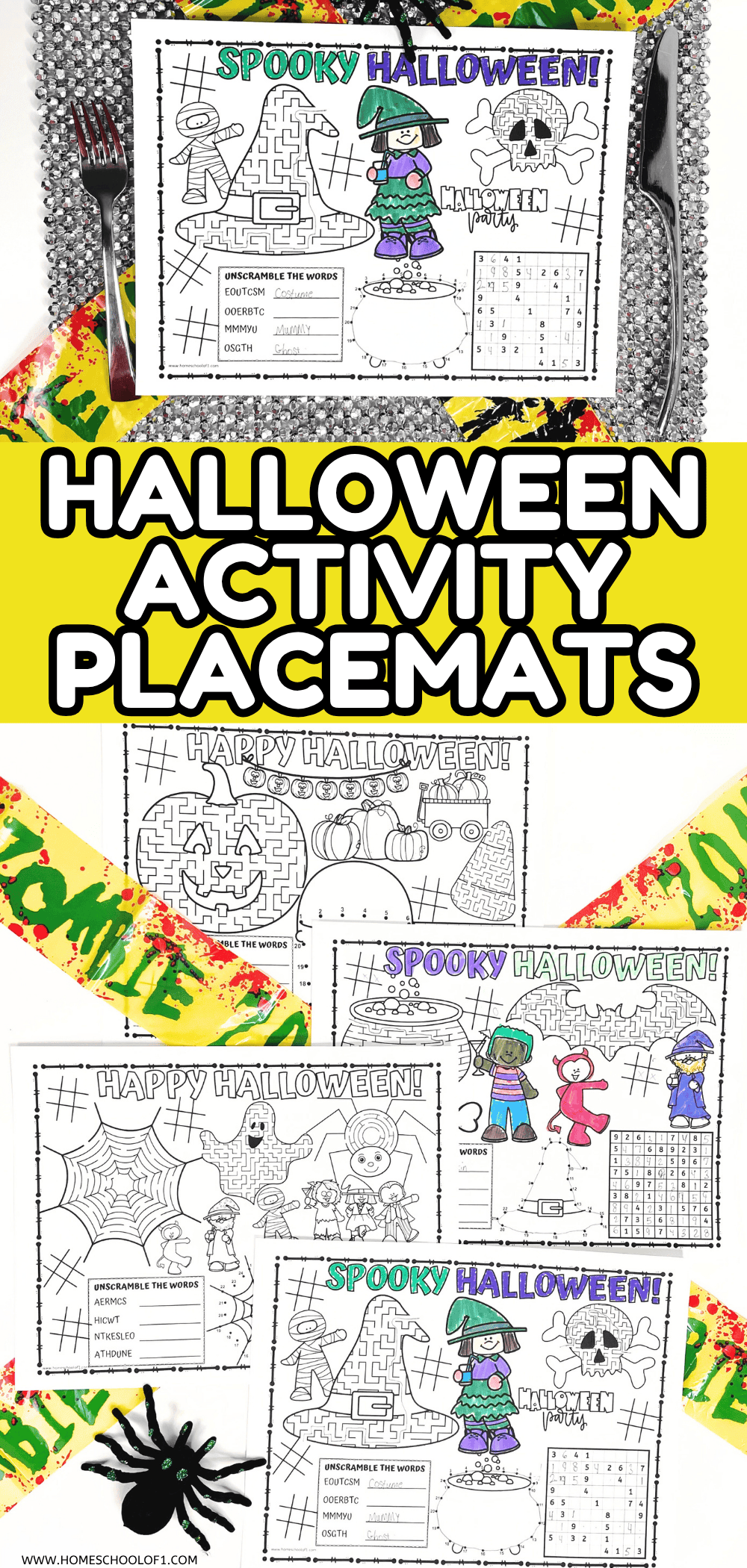 Free Halloween Activity Placemats for Table Fun