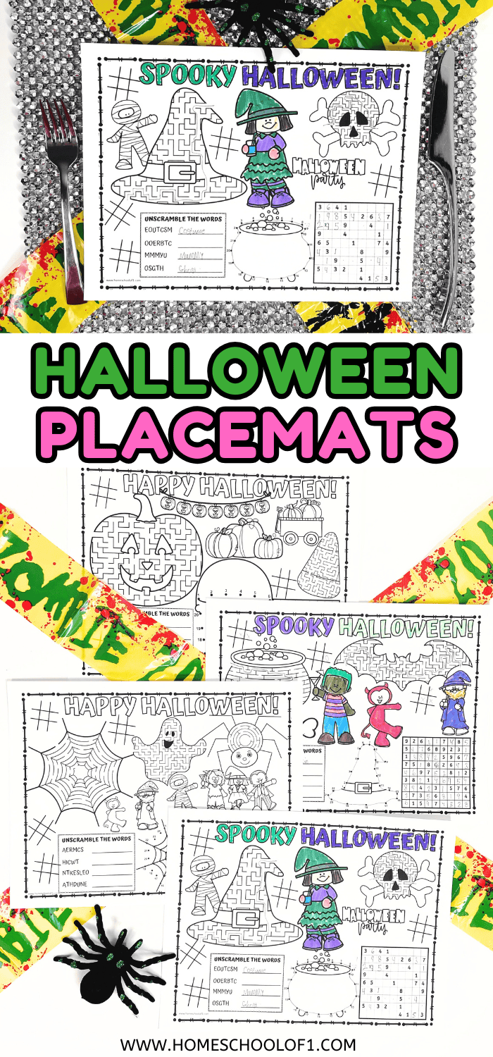 Free Halloween Activity Placemats for Table Fun