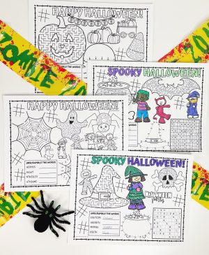 Free Halloween Activity Placemats for Table Fun