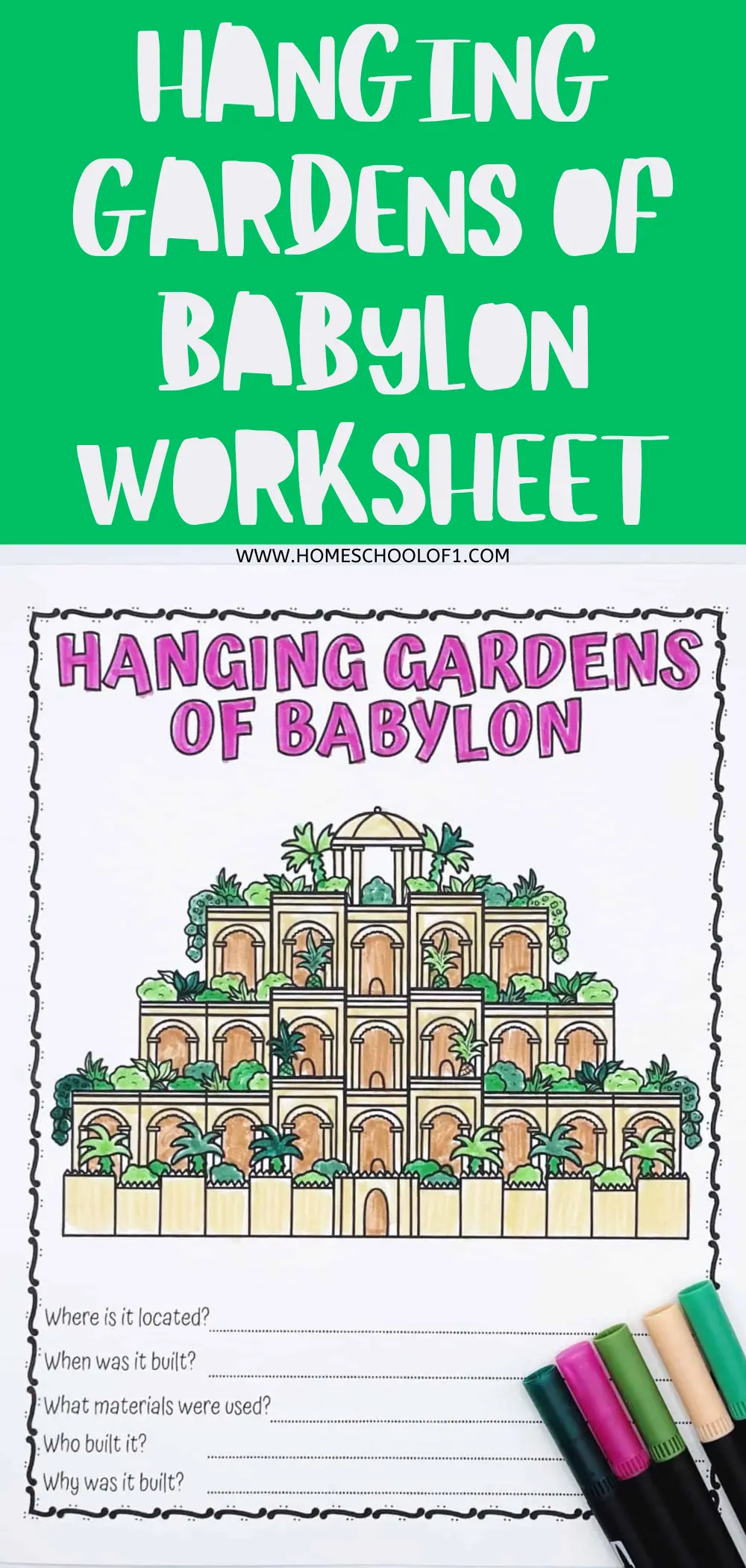 Hanging Gardens of Babylon Worksheet & Fun Facts for Kids