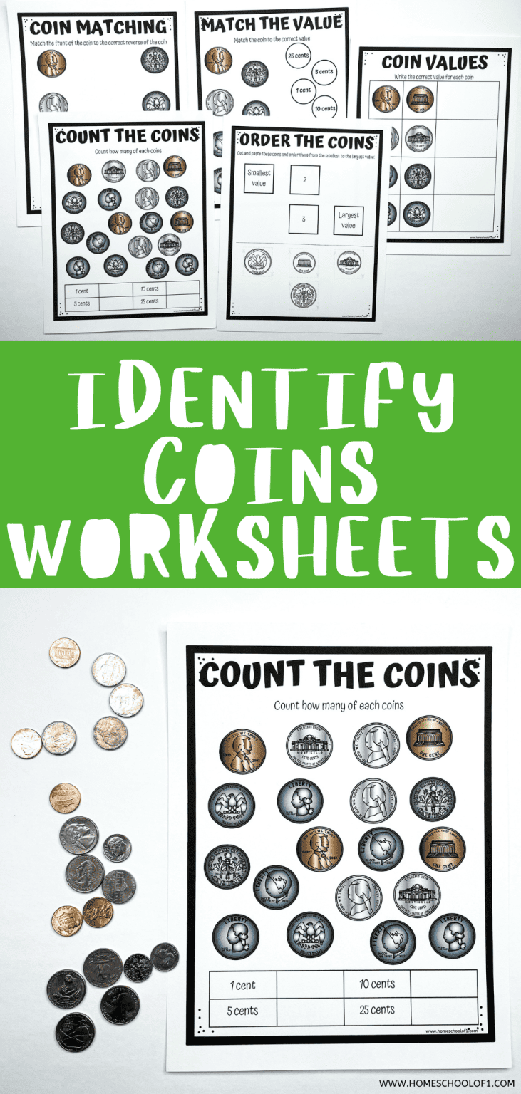 5 Free Printable Coin Identification Worksheets