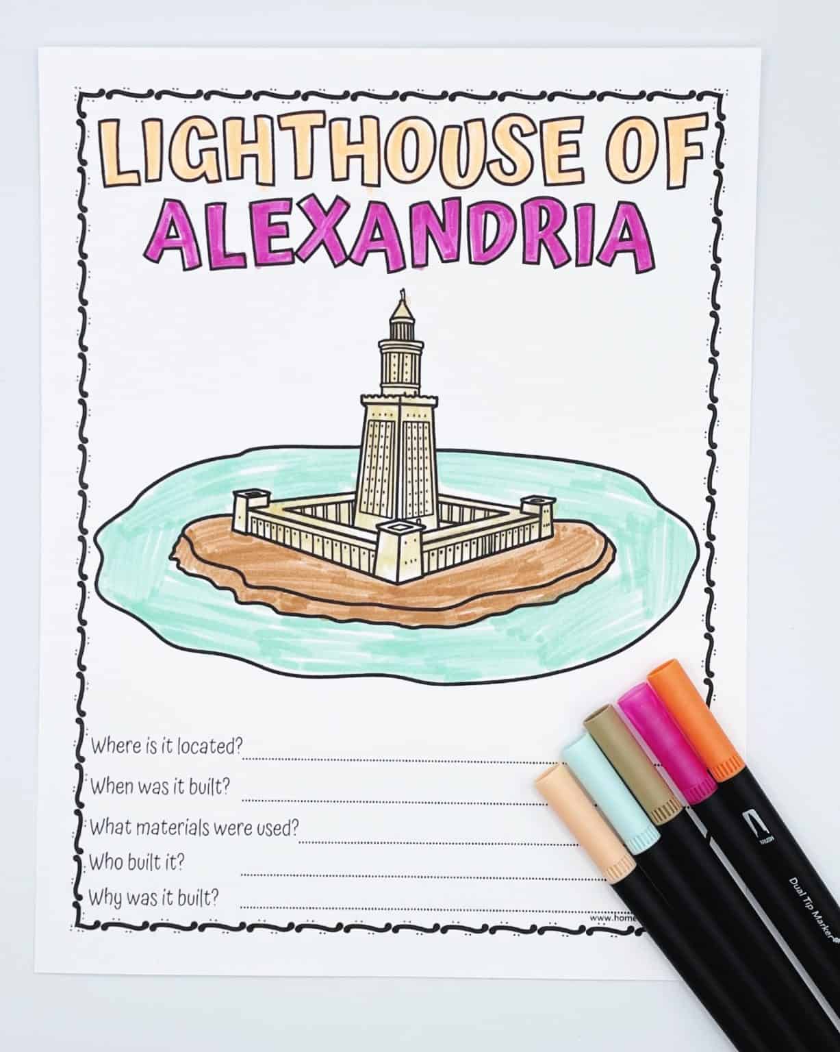 Lighthouse of Alexandria Worksheet & Fun Facts for Kids