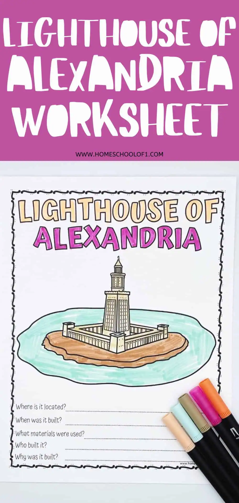 Lighthouse of Alexandria Worksheet & Fun Facts for Kids