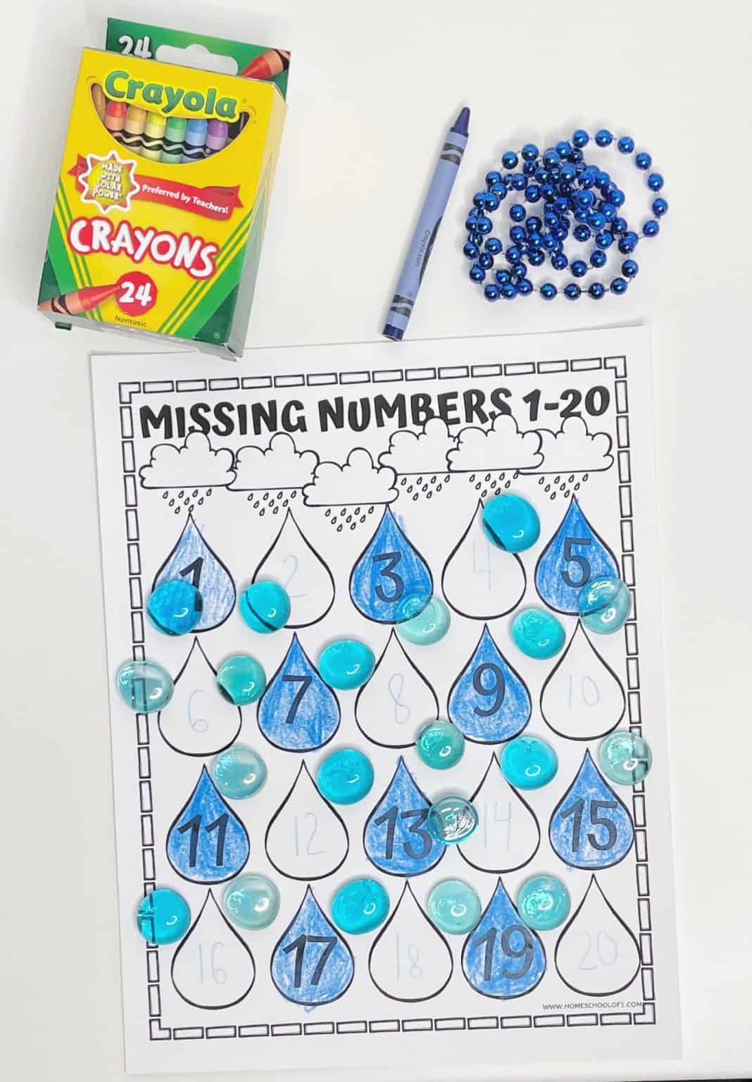 Missing Numbers Worksheets for Kindergarten