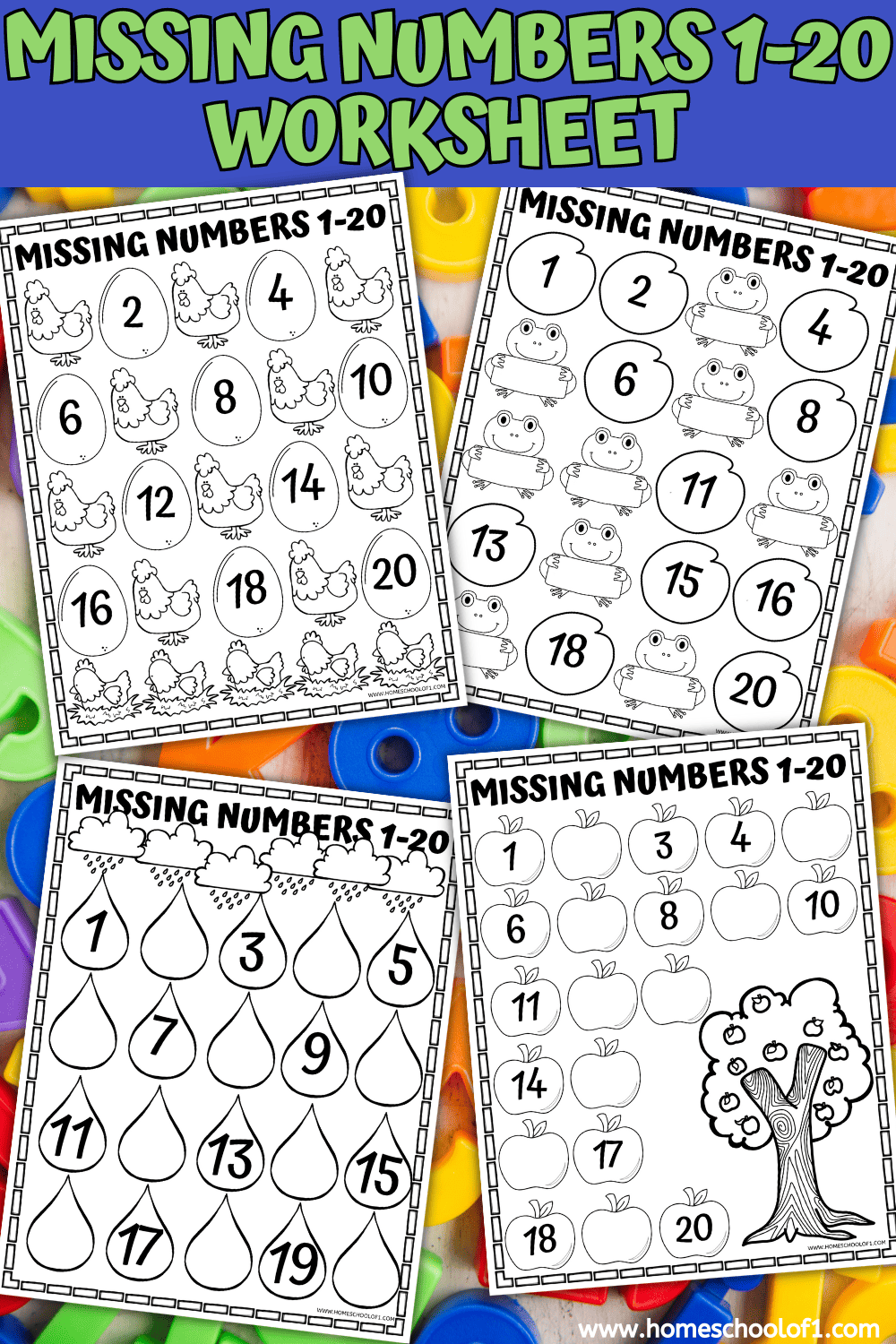 Missing Numbers 1-20 Worksheet (4 Free Printables)