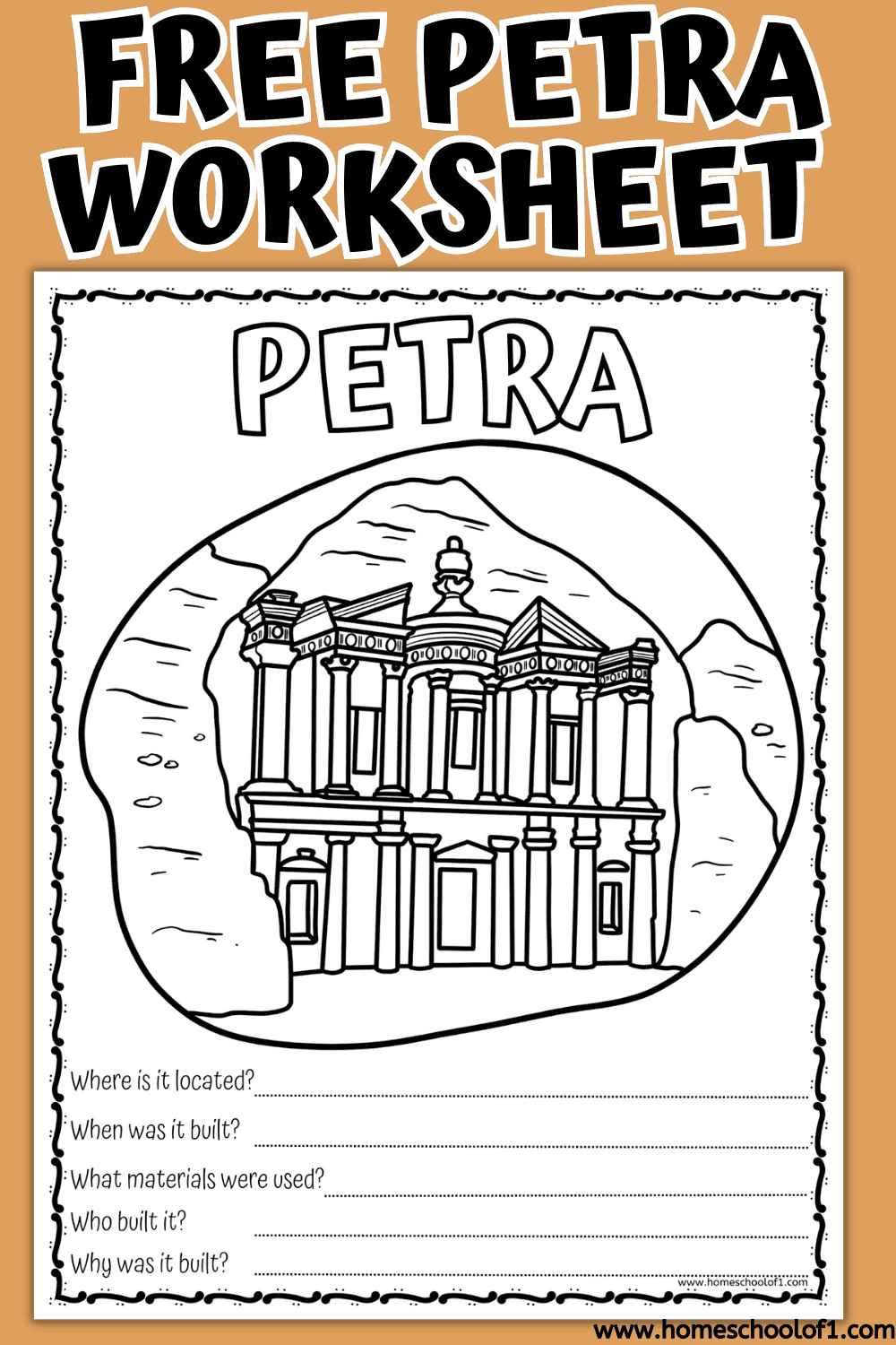 Free Petra Worksheet | One of the 7 Wonders of the World