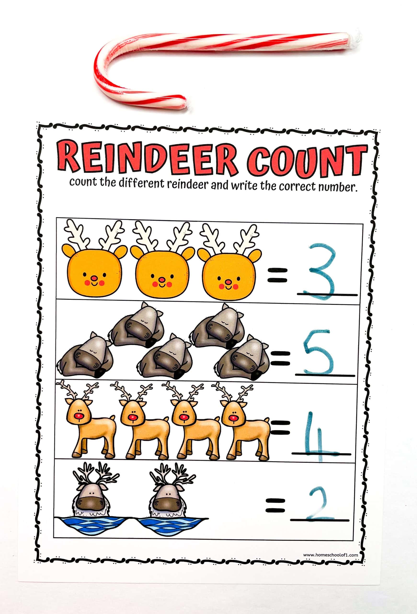 Free Reindeer Preschool Worksheets (Holiday Printables)